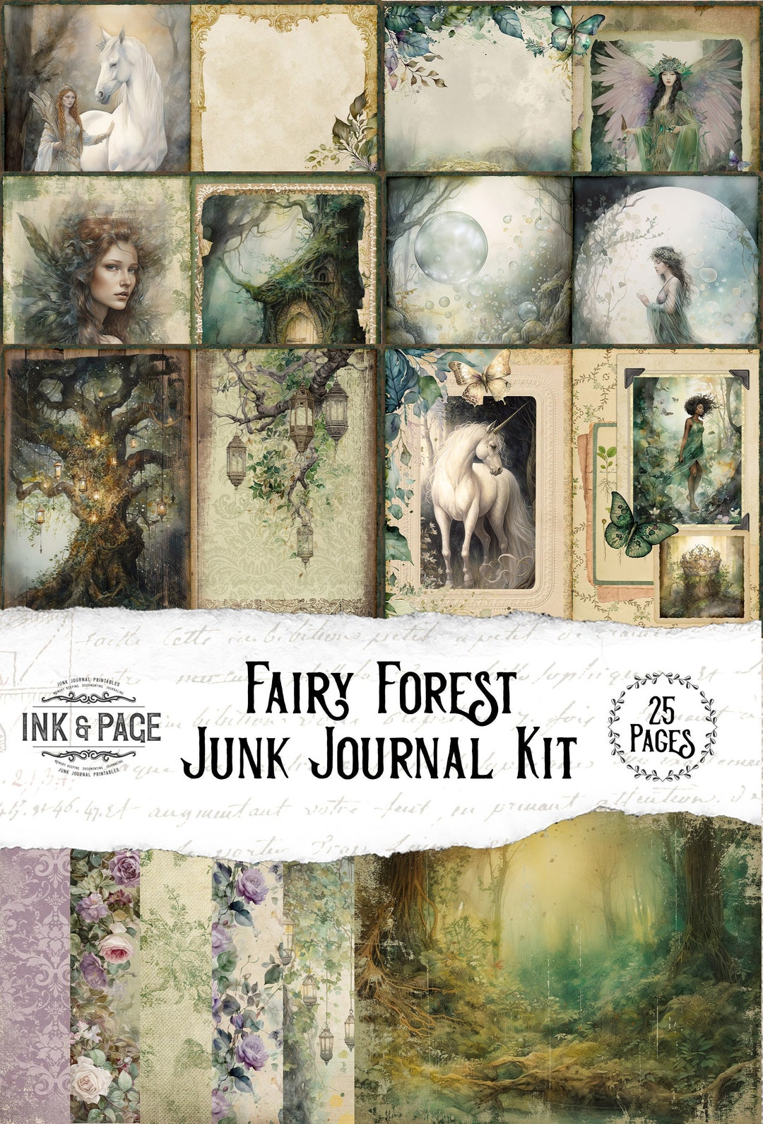 Fairy Forest Junk Journal Printable Kit Magical Fantasy Ephemera ...