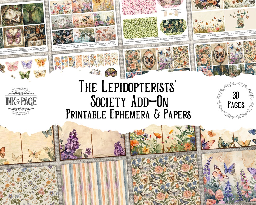 The Lepidopterists' Society Butterfly Printable Ephemera Junk Journal ...