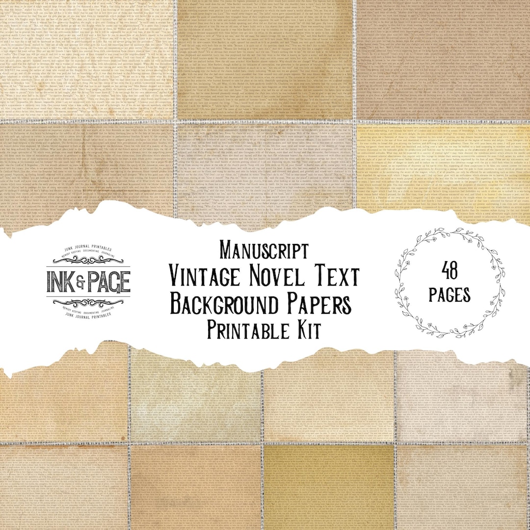 Manuscript Novel Printable Paper Pack Grungy Novel Digital Download ...