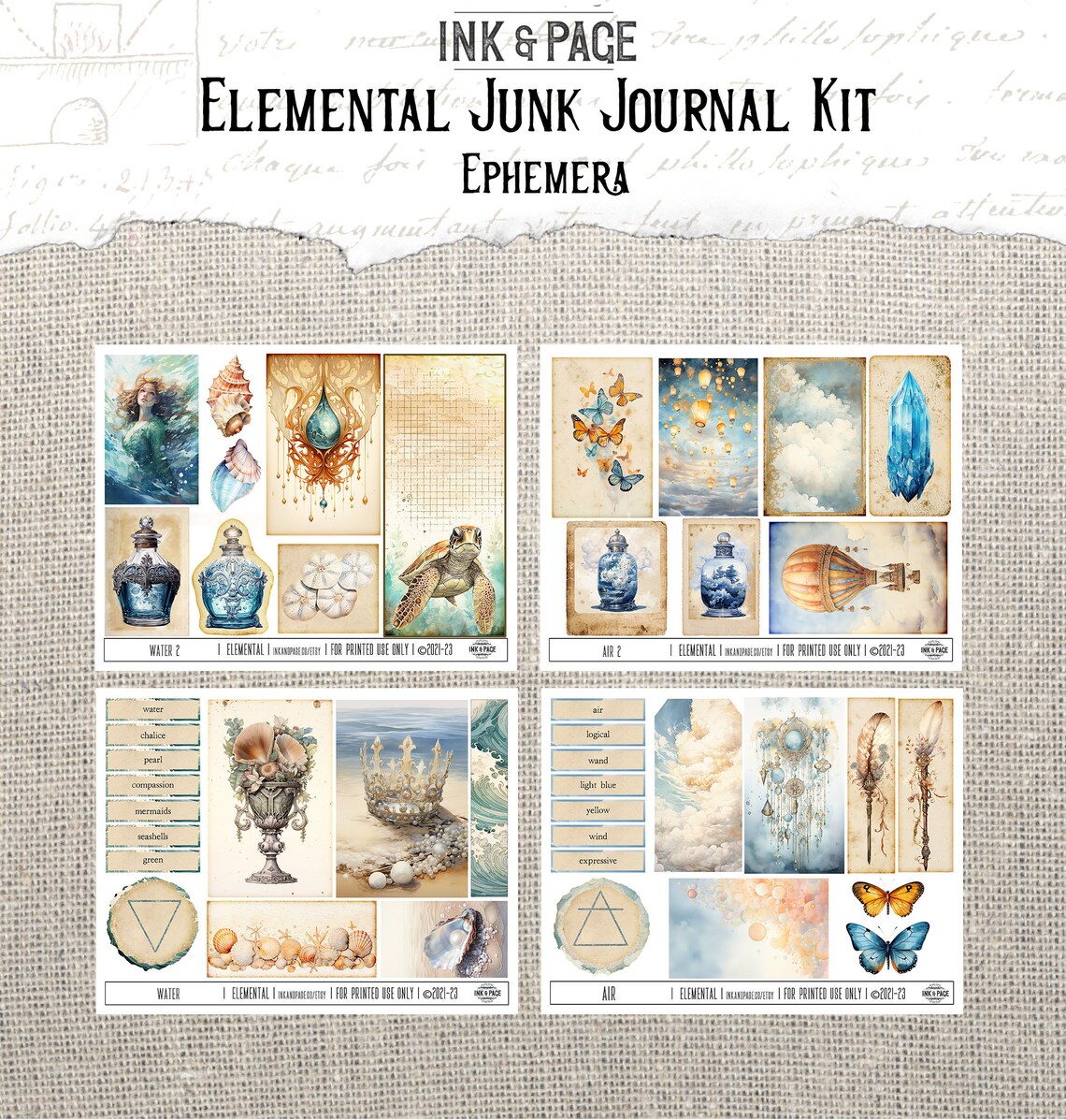 Elemental Junk Journal Printable Kit Vintage Printable Ephemera ...