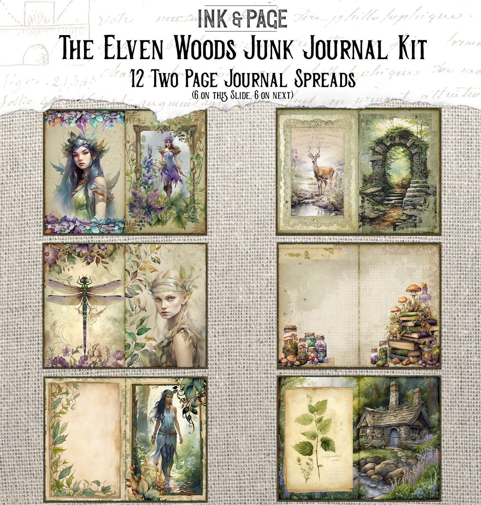 Elf Junk Journal Printable Kit Fantasy Digital Download Fae Ephemera ...