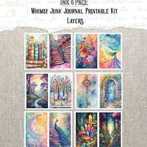 Whimsy Junk Journal Printable Kit Bright Rainbow Ephemera Atcs Digital ...