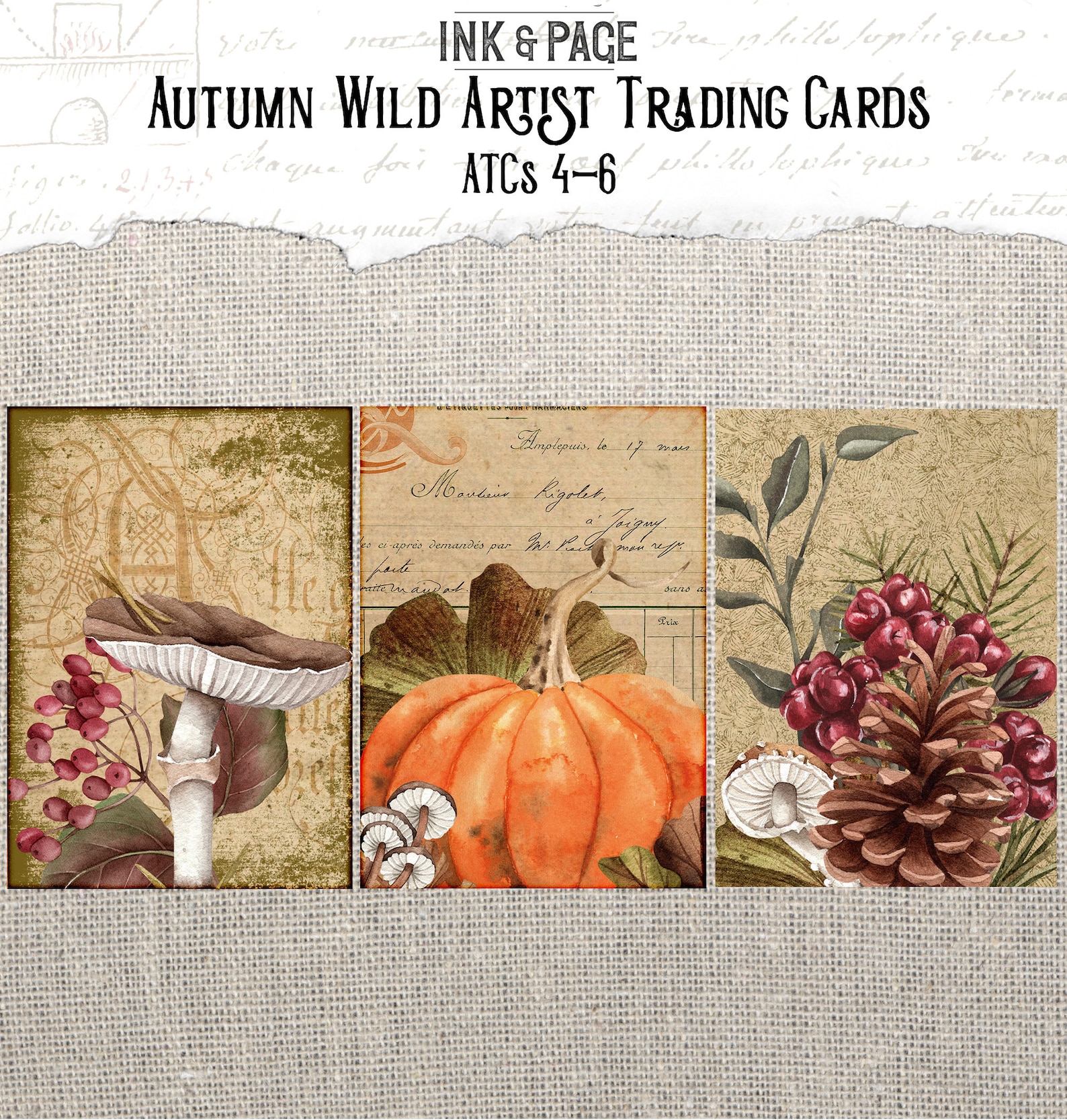 Autumn Wild Printable Atcs Fall Artist Trading Cards Vintage - Etsy