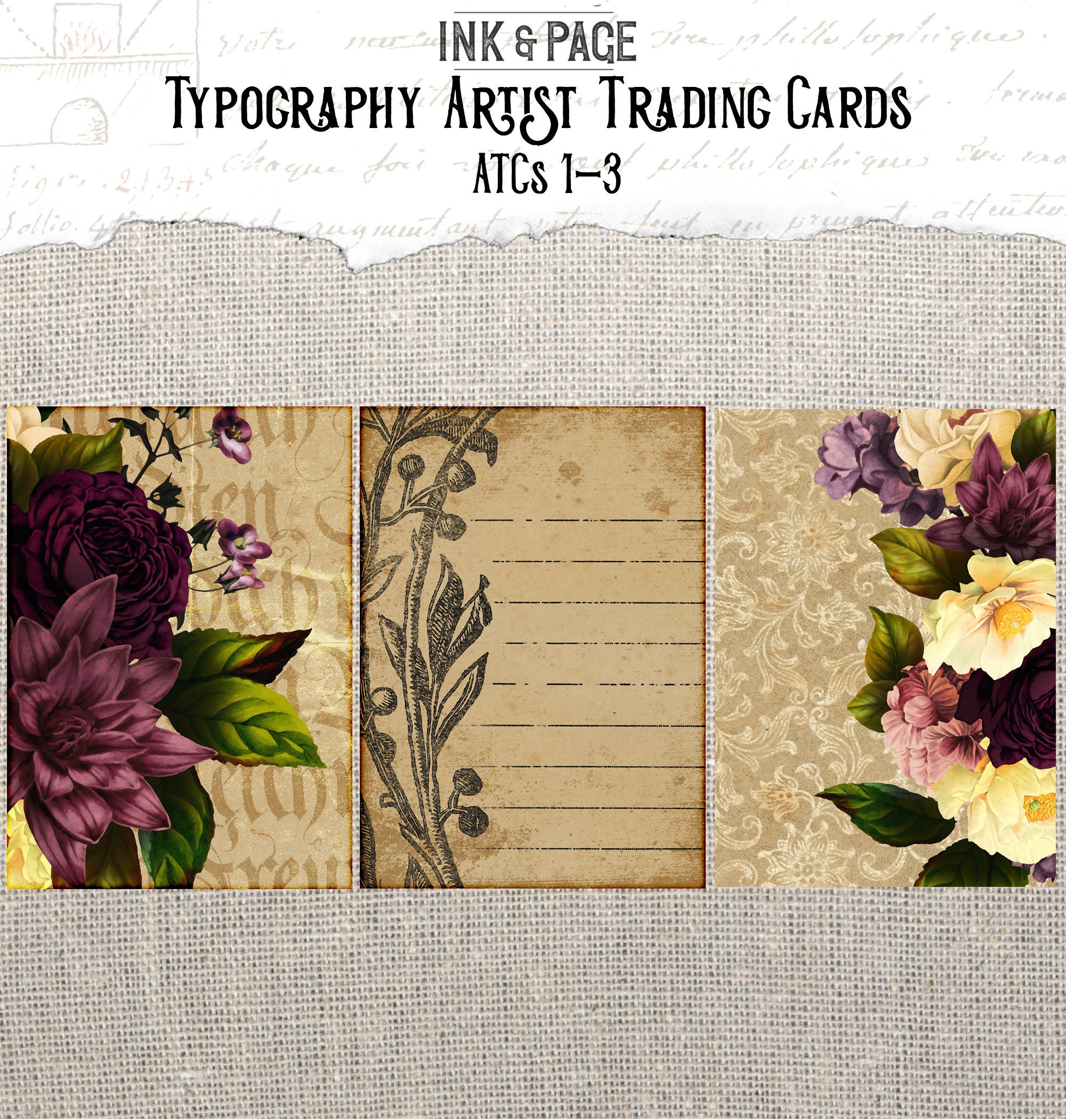 Typography Printable Atcs Artist Trading Cards Ephemera - Etsy