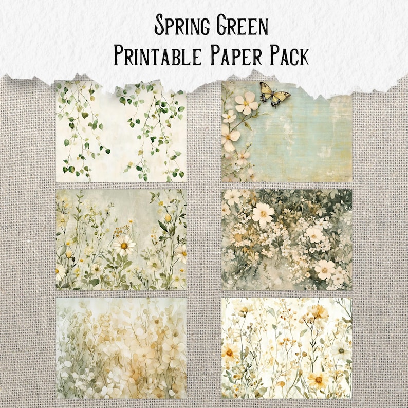 Spring Green Printable Paper Pack Grungy Gothic Digital Download Junk ...