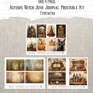 Autumn Witch Junk Journal Printable Kit Halloween Ephemera Collage ...