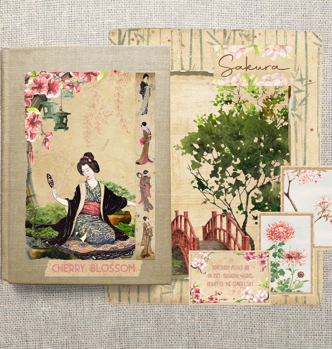 Sakura Printable Junk Journal Kit, Japanese Spring Ephemera Pack ...