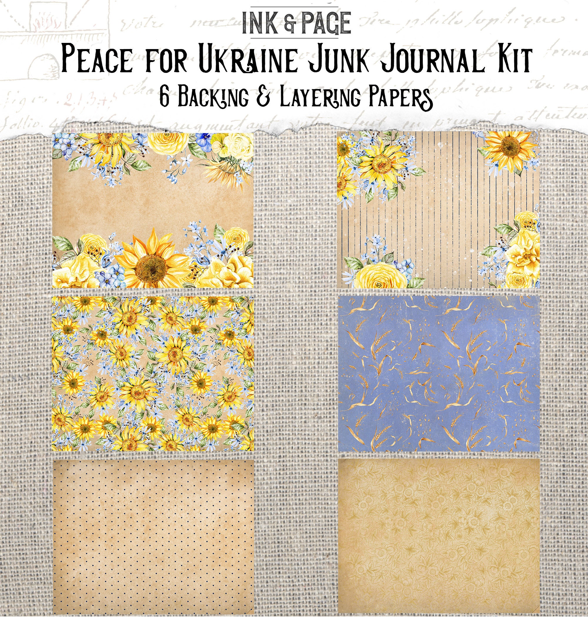Peace for Ukraine Printable Junk Journal Kit, Sunflowers Vintage ...