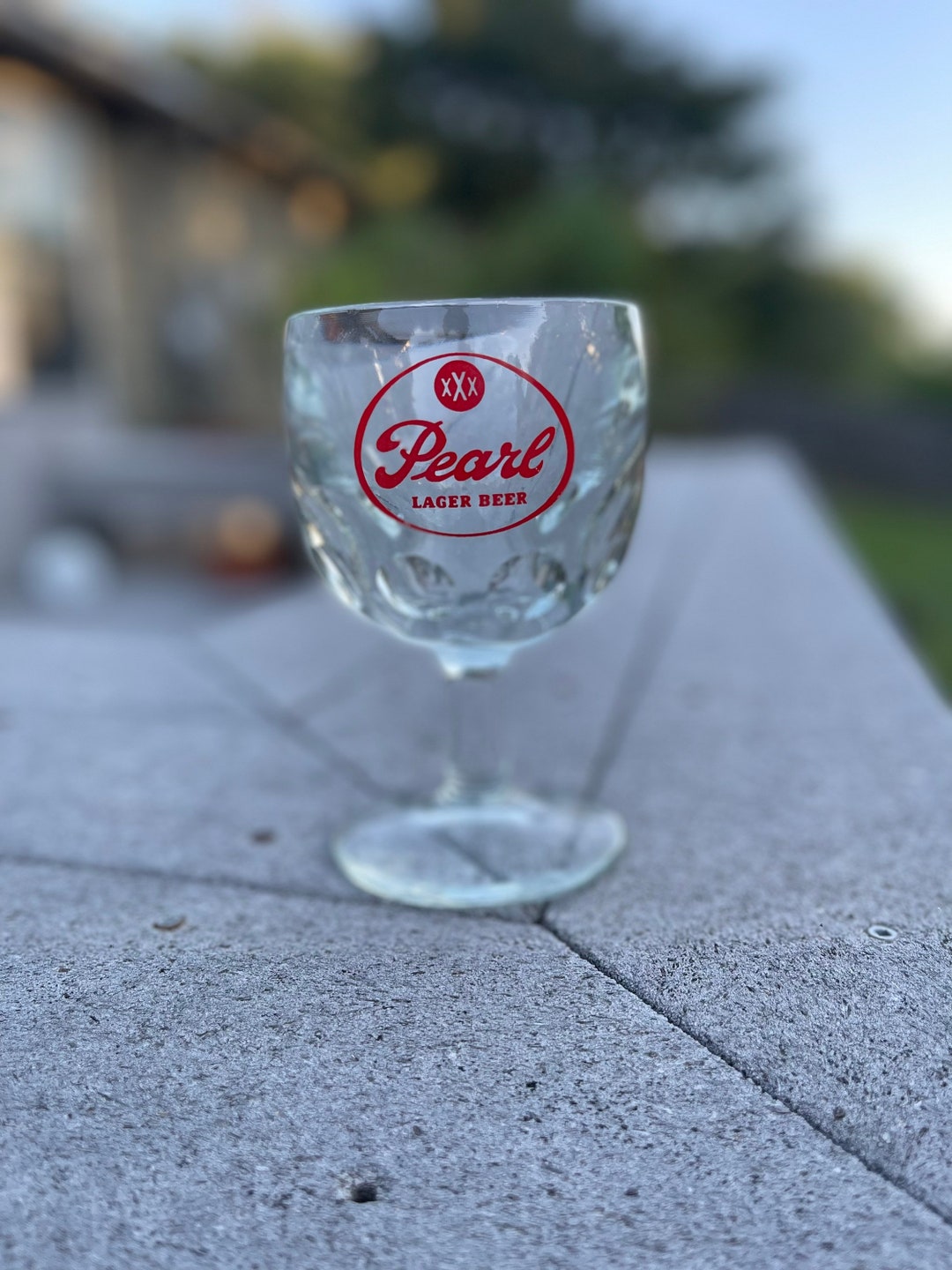 Pearl Lager Beer Glass Thumbprint Goblet Vintage Tavern Barware ...