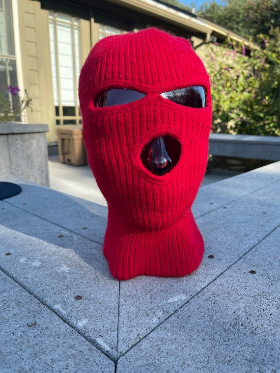 1980's Knit Ski Mask Red Vintage - Etsy