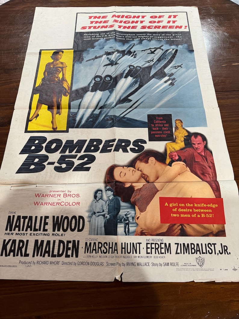 Bombers B-52 1957 Original Movie Poster 27x41 Natalie Wood Karl Malden ...