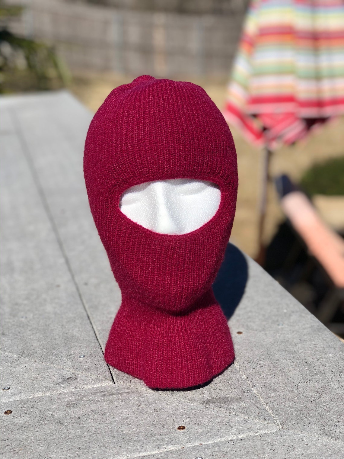 1980's Knit Ski Mask Maroon Red vintage | Etsy