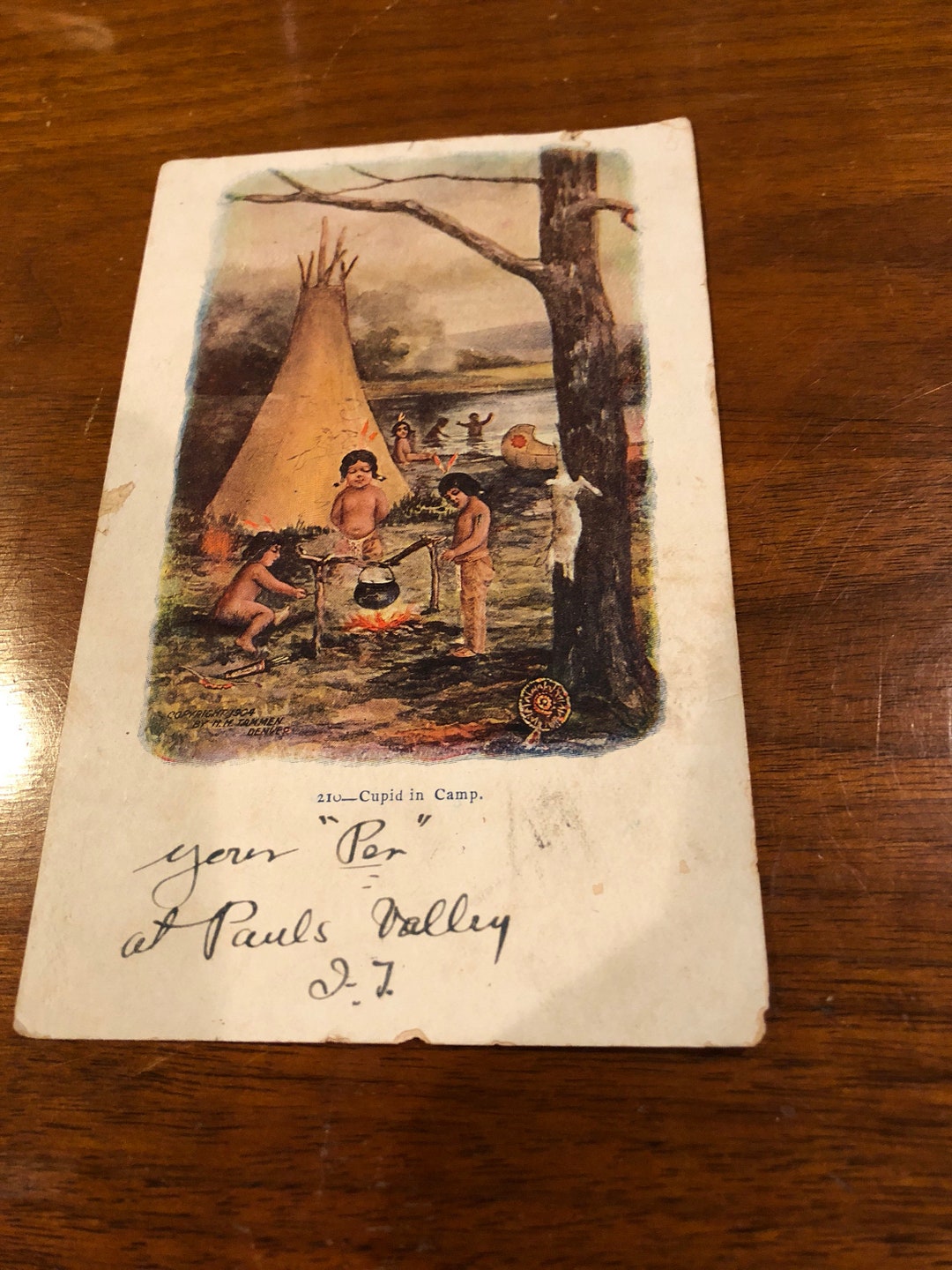 1905 Postcard Native American Children Cupid in Camp - Etsy