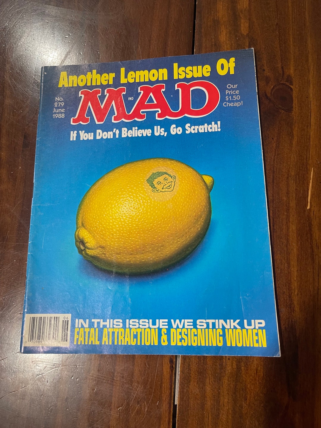 1988 June Mad Magazine Issue Alfred E . Neumann Lemon Scratch N Sniff ...