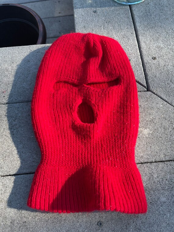 1980's Knit Ski Mask Red vintage - Gem
