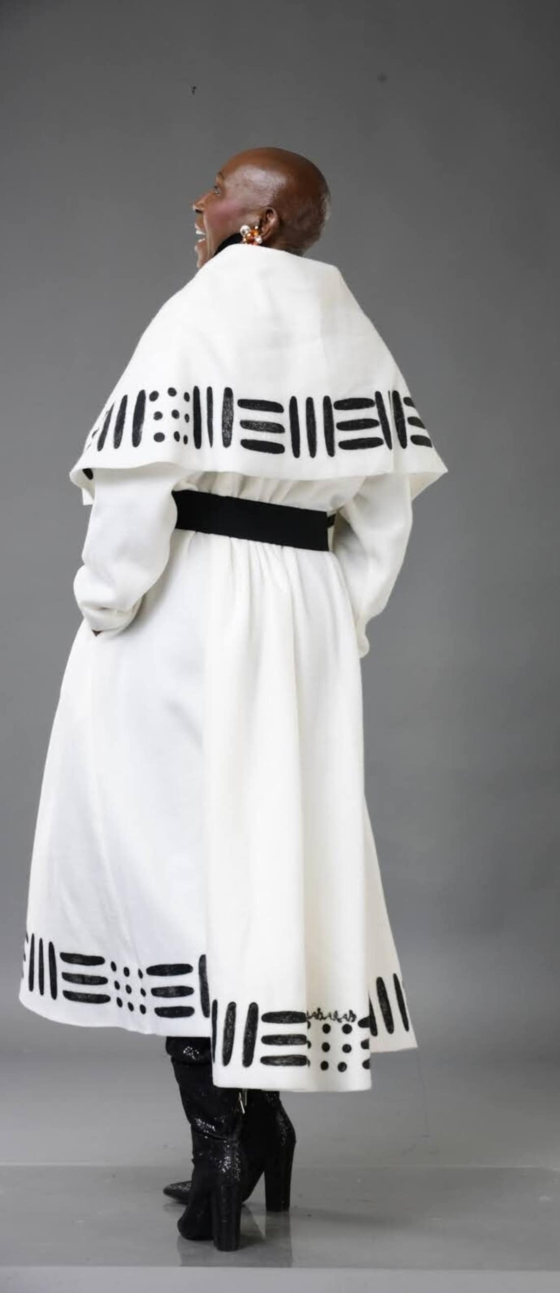 Winter White Hand Printed Circle Coat - Etsy