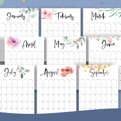 Printable Watercolor Botanical Perpetual Calendar Desk - Etsy