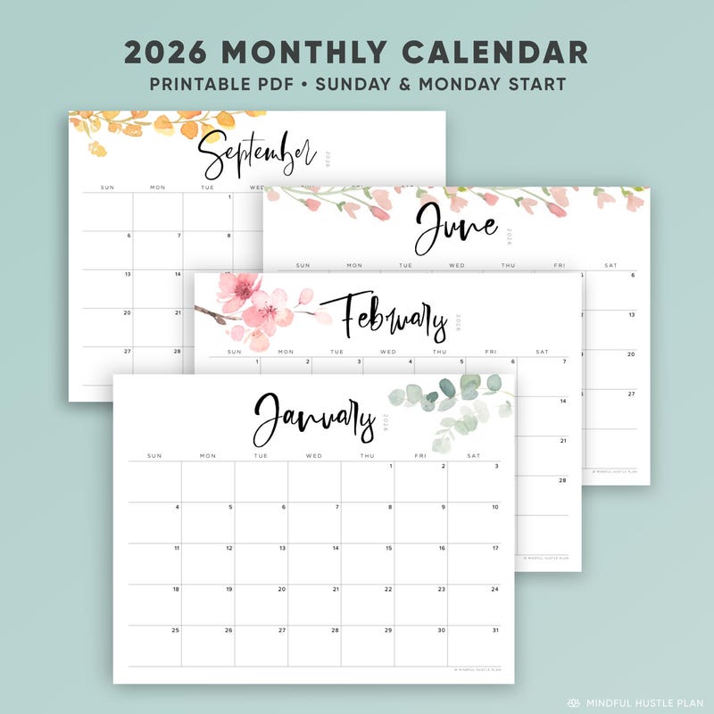 Flower Calendar 2026 Pdf - Etsy