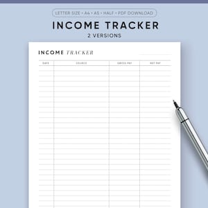 Income Tracker, Printable Income Tracker Template, Monthly Salary ...
