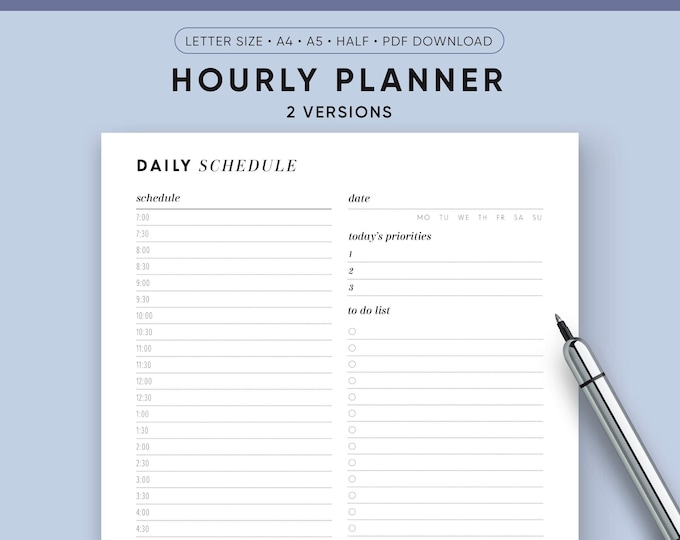 Daily Planner Printable, Editable Daily Plan, Undated Planner Inserts ...