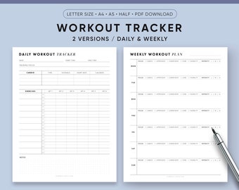 Workout Tracker Printable, Daily Exercise Log, Fitness Planner, Gym ...