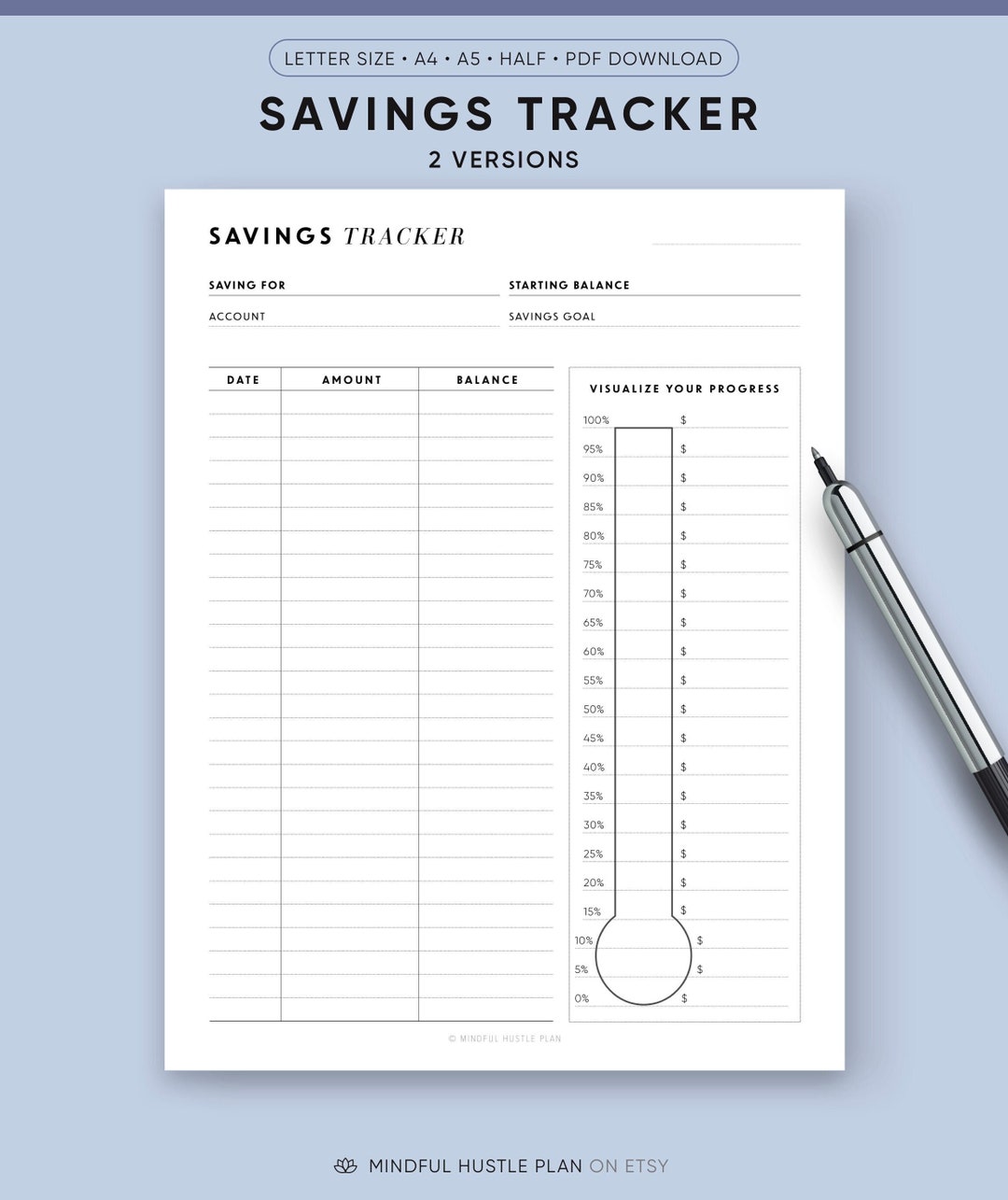 Savings Tracker Printable, Personal Savings Account, Retirement Savings ...