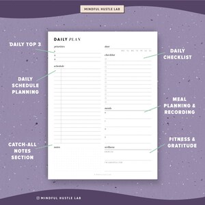 Daily Planner Printable, Editable Daily Plan, Undated Planner Inserts ...