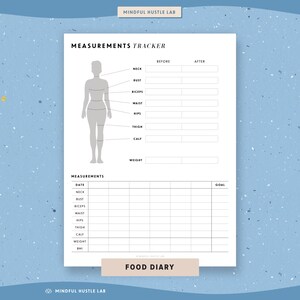 Measurements Tracker Printable, Female Body and Male Body, Weight Loss ...