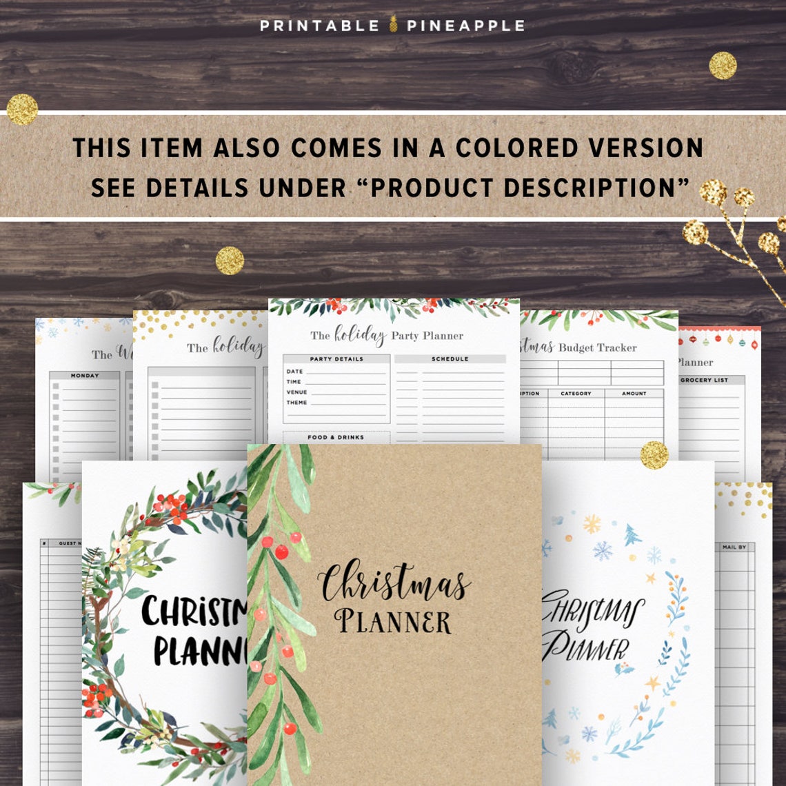 Christmas Planner Kit, Printable Christmas Planner Inserts in Black and ...