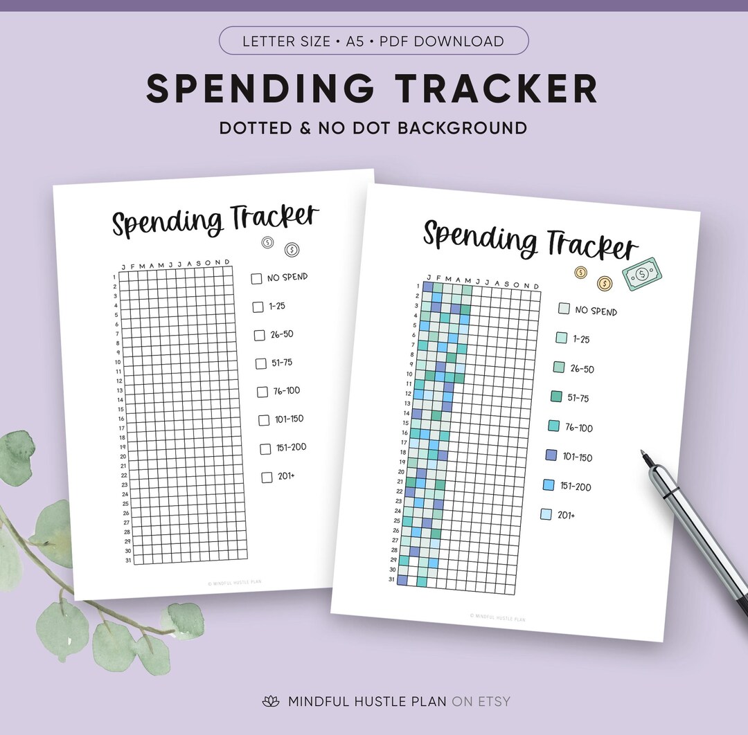 Spending Tracker Journal, No Spend Log, Bullet Journal, Printable Pages ...