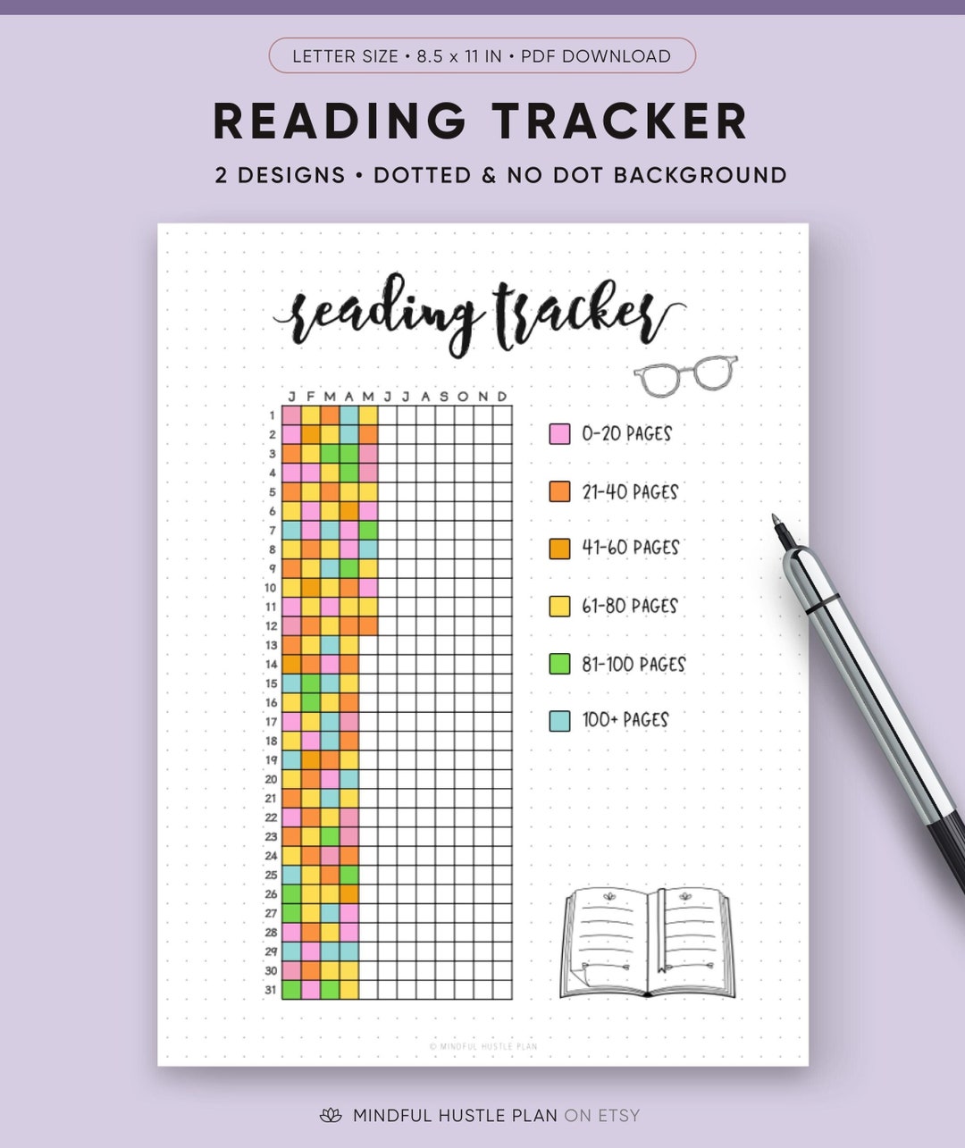 Bullet Journal Reading Tracker Printable, Reading Log, Reading Journal Page, Book Tracker ...