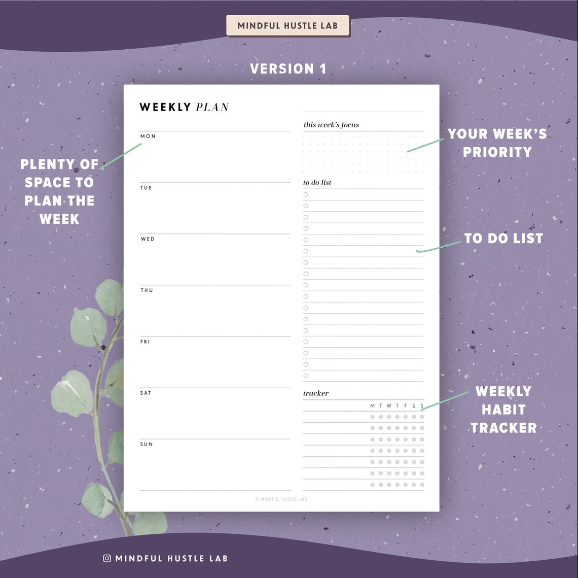 Weekly Planner Printable 4 in 1 Printable Weekly Task List | Etsy