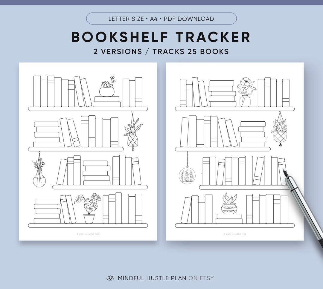 Book Tracker Printable, Bookshelf Reading Log, Reading Journal, Books ...