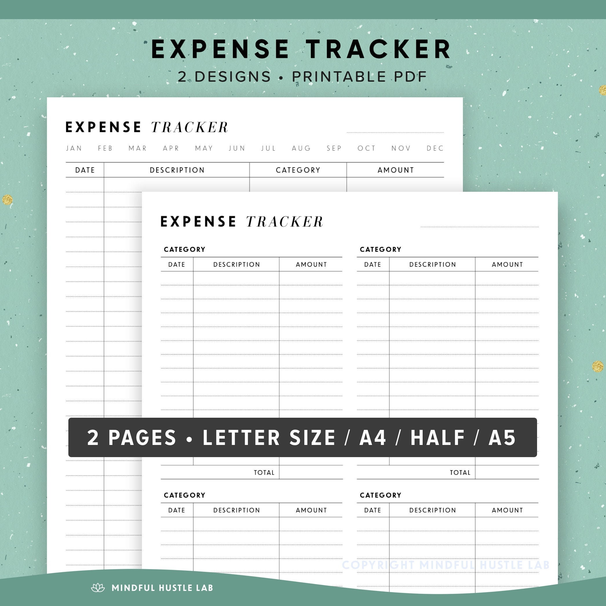 Calendars & Planners Printable Journal Simple Monthly or Weekly Income ...