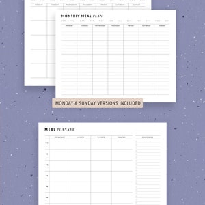 Meal Planner Printable Bundle, Weekly Meal Planner, Grocery List ...