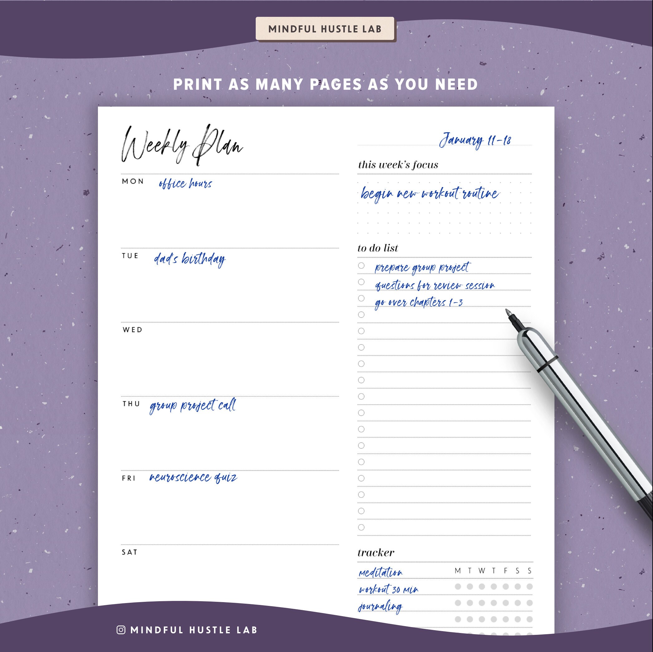 Weekly Planner Printable 4 in 1 Printable Weekly Task List | Etsy