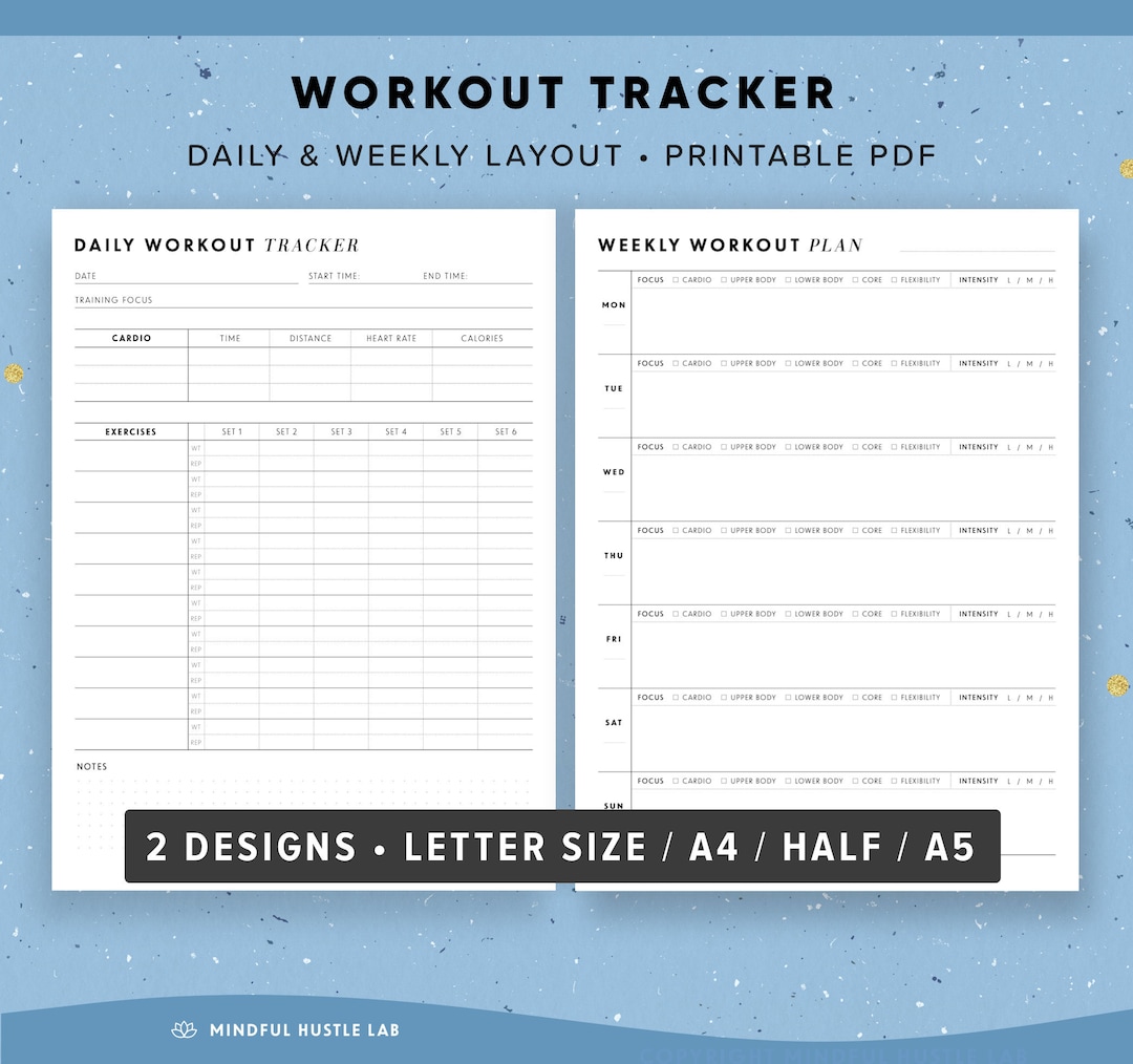Workout Tracker Printable, Daily Exercise Planner, Weekly Workout ...