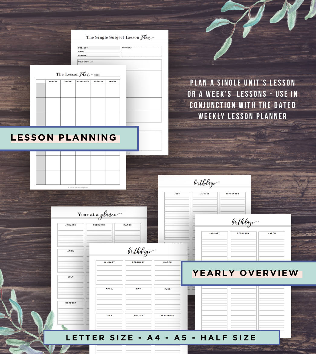 Teacher Planner 2019-2020 Lesson Planner Printable Academic | Etsy