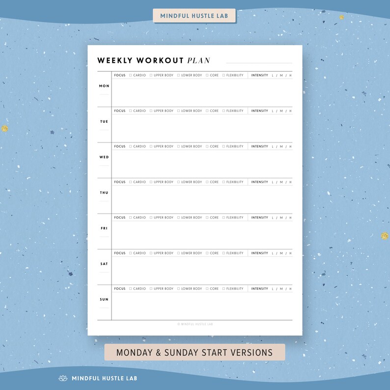 Workout Tracker Printable Daily Exercise Planner Weekly - Etsy