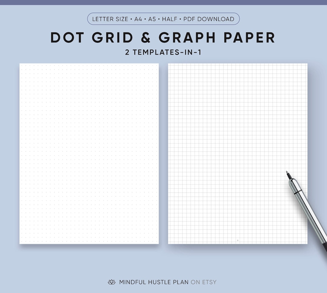 Bullet Journal Template, GRAPH Paper and Dot Grid, Half Size, Letter ...