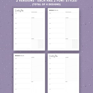 Weekly Planner Printable 4 in 1 Printable Weekly Task List PDF, A5 ...