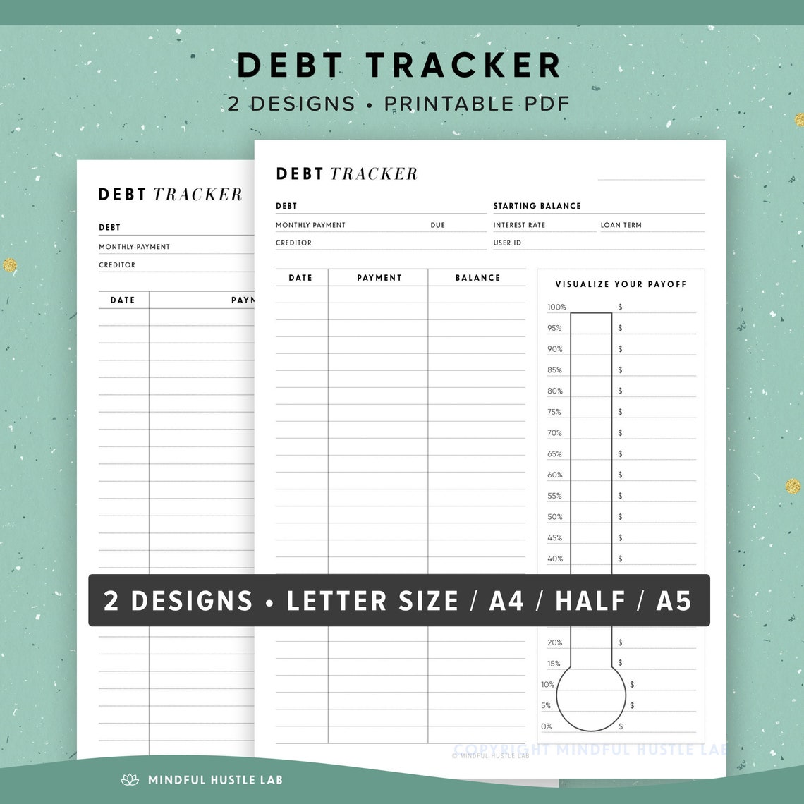Debt Tracker Printable Debt Snowball Finance Planner - Etsy