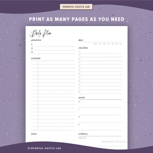 Daily Planner Printable, Editable Daily Plan, Undated Planner Inserts ...