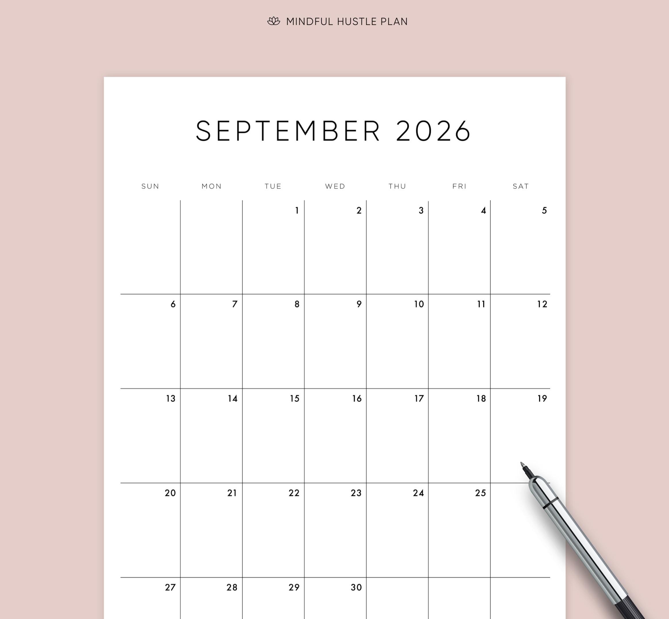 2026 Calendar Printable, Minimalist, PDF, Letter Size, A4, Instant ...