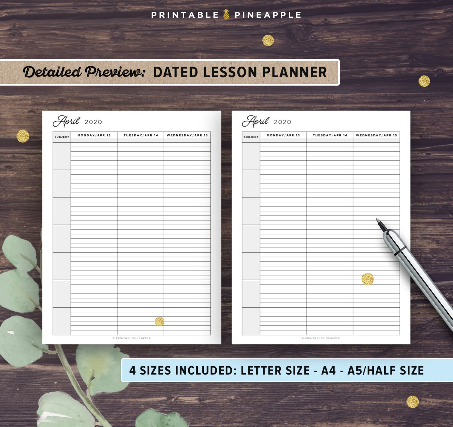 Teacher Planner 2019-2020 Lesson Planner Printable Academic | Etsy