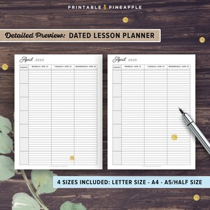 Teacher Planner 2019-2020 Lesson Planner Printable Academic - Etsy