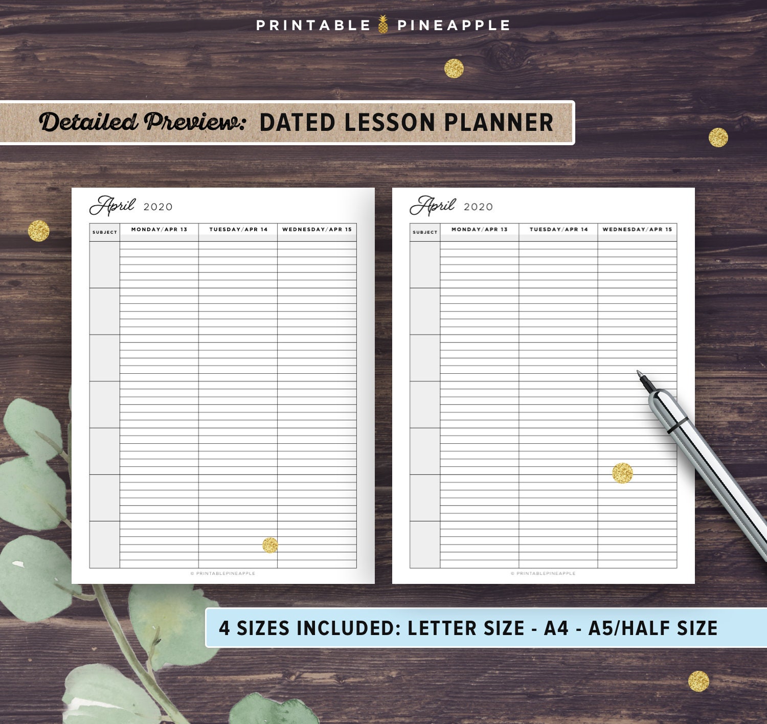 Teacher Planner 2019-2020 Lesson Planner Printable Academic | Etsy