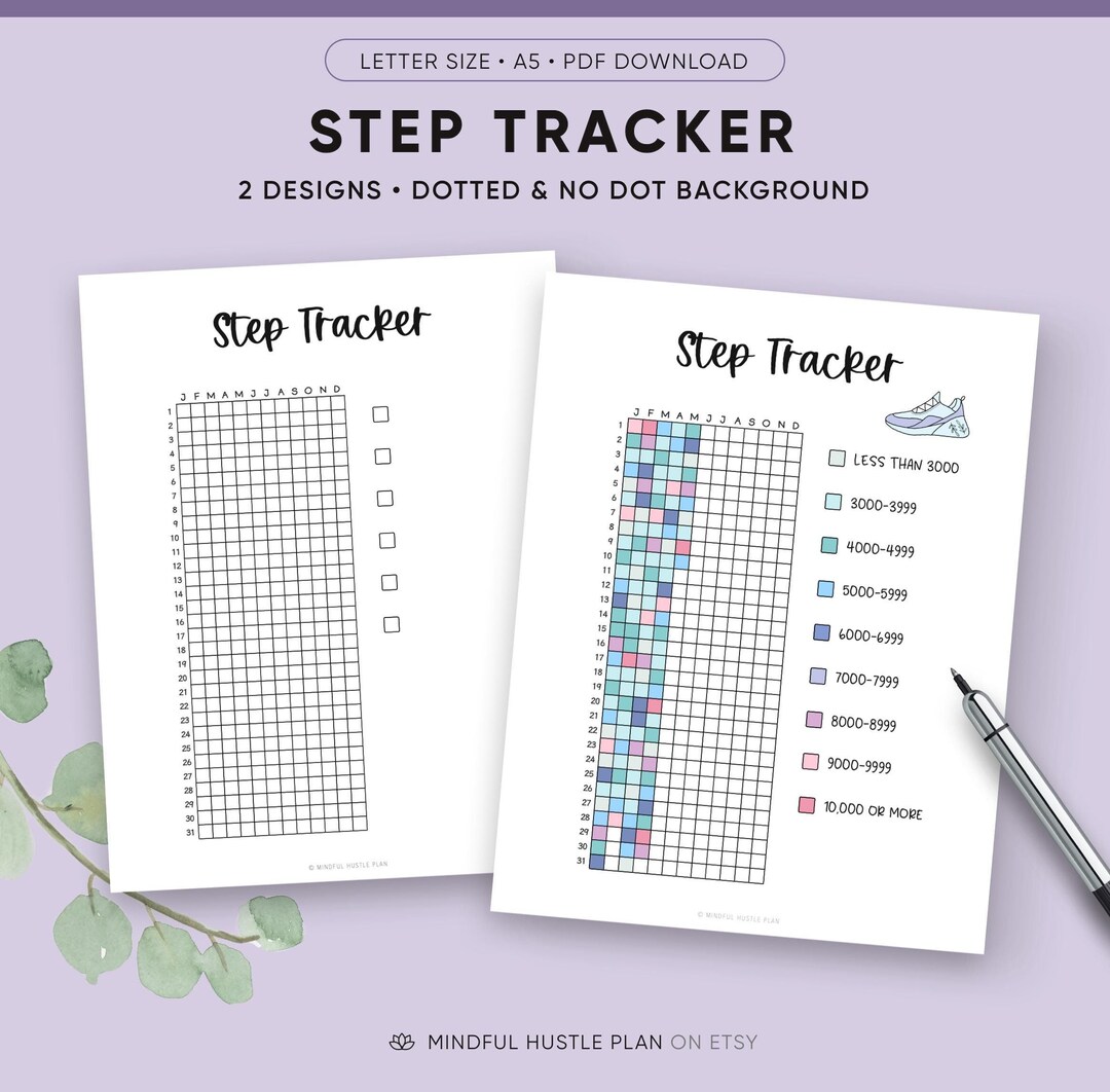 Step Tracker Printable, Monthly Steps Challenge, Workout, Fitness ...