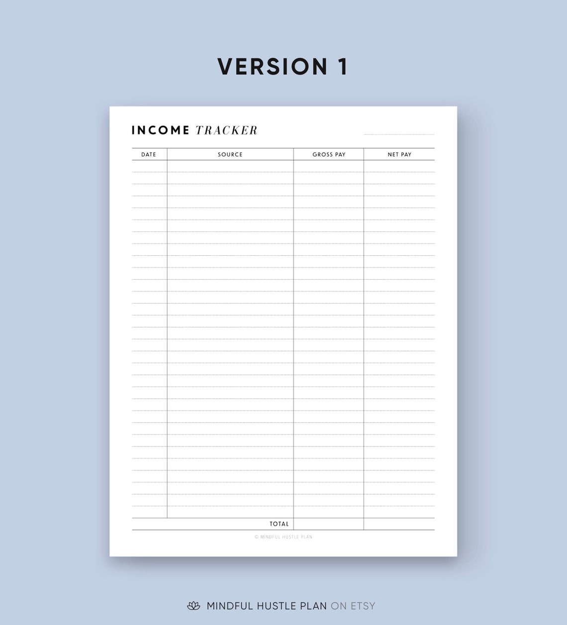 Income Tracker, Printable Income Tracker Template, Monthly Salary ...
