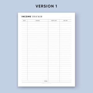 Income Tracker, Printable Income Tracker Template, Monthly Salary ...
